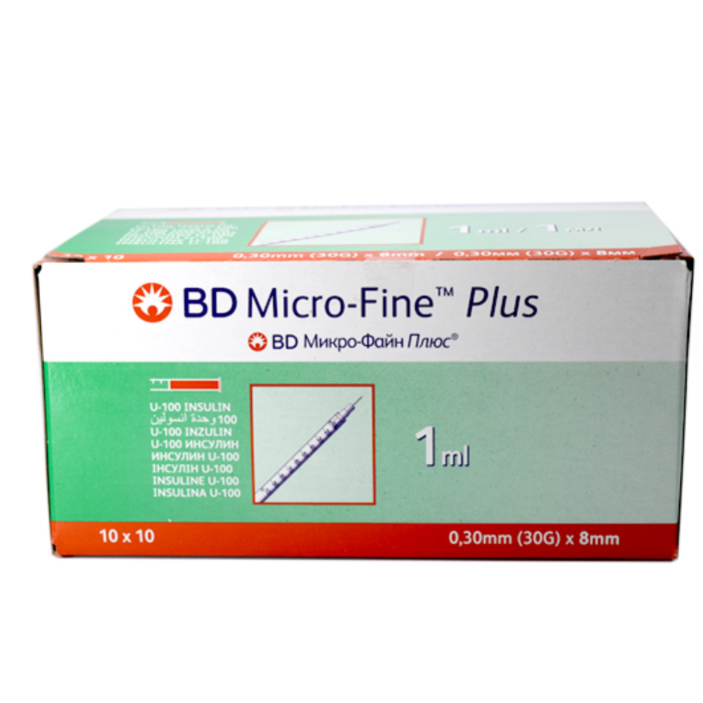 Bd Micro Fine Plus Insulin Syringes 30g X 8mm 1ml 100’s in Medical ...
