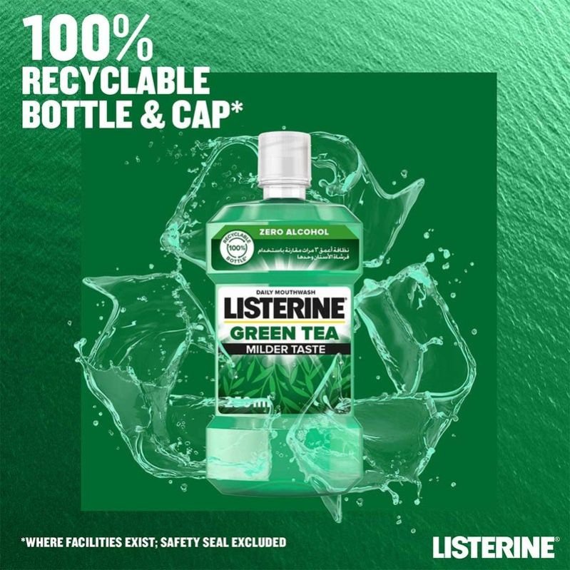 Listerine Zero Alcohol Milder Taste Green Tea Mouthwash 250ml in Mouth ...